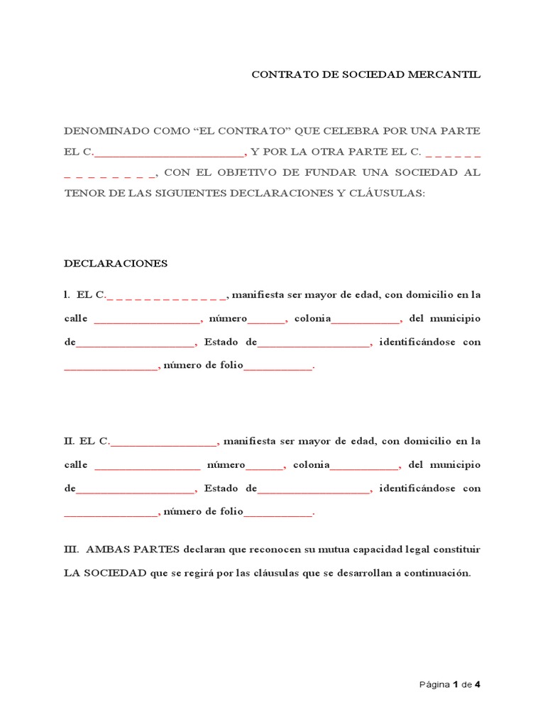Contrato de Sociedad Mercantil | PDF | Sociedad de responsabilidad limitada