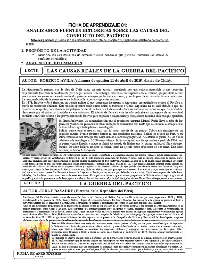 Ficha de Aprendizaje CCSS 4° Grado | PDF | Chile | Bolivia