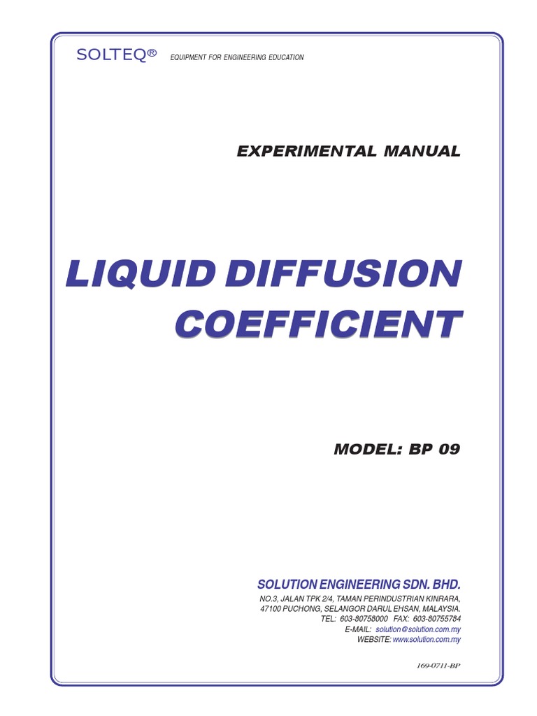 Manual Experimental - Liquid Diffussion Coefficient | PDF | Diffusion ...