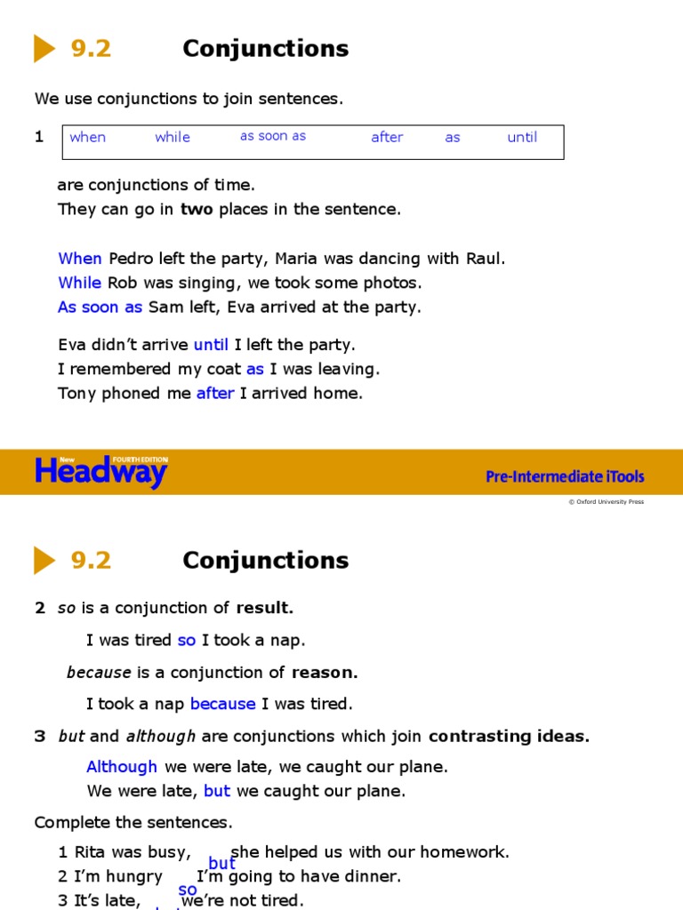 HDW - PreInt - Grammar - 9.2 - Final CONJUNCTIONS | PDF