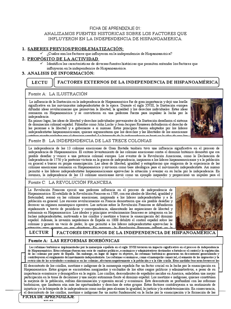 FICHA DE APRENDIZAJE CCSS 3° GRADO | PDF | Perú | Era de iluminacion