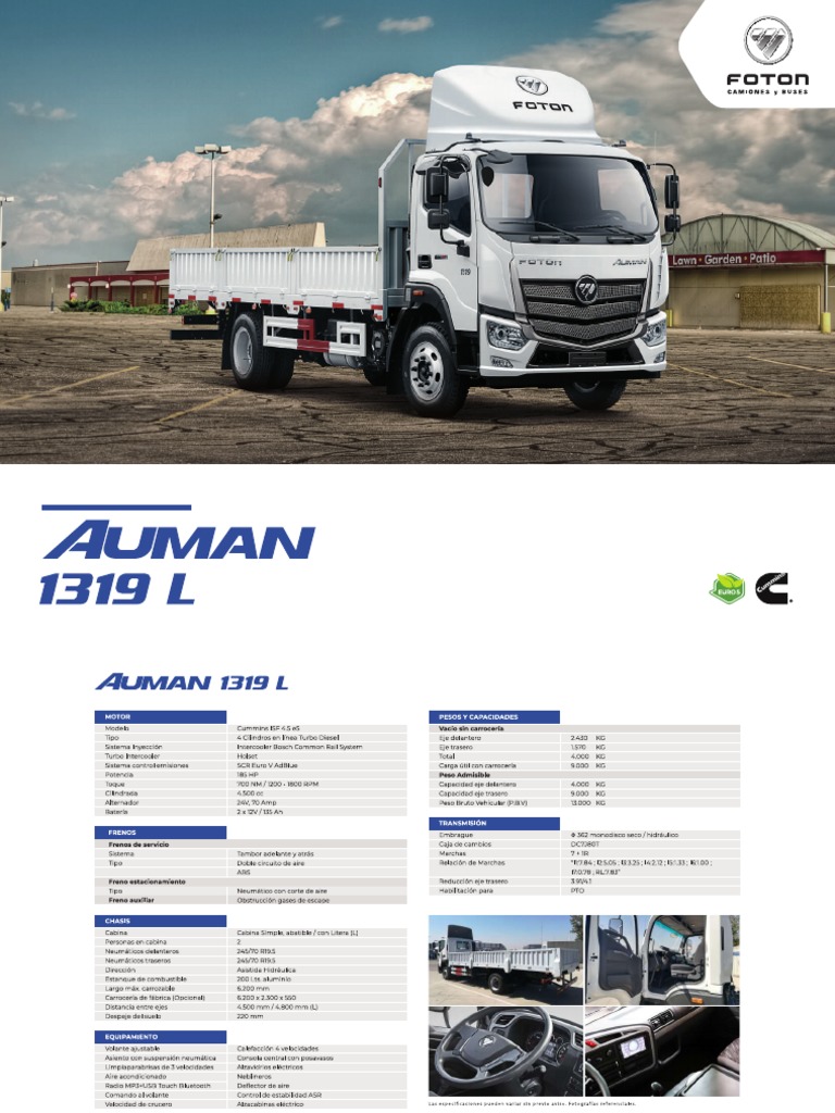 Ficha Tecnica Foton Auman 1319 | PDF