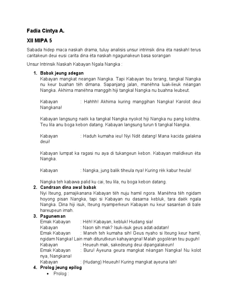Fadia Cintya A. Xii Mipa 5 Naskah Drama | PDF
