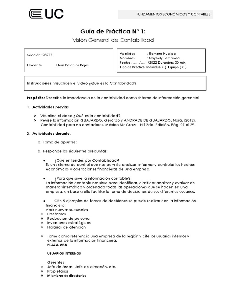 Guía Práctica 01 Visión General de Contabilidad NRH | PDF ...