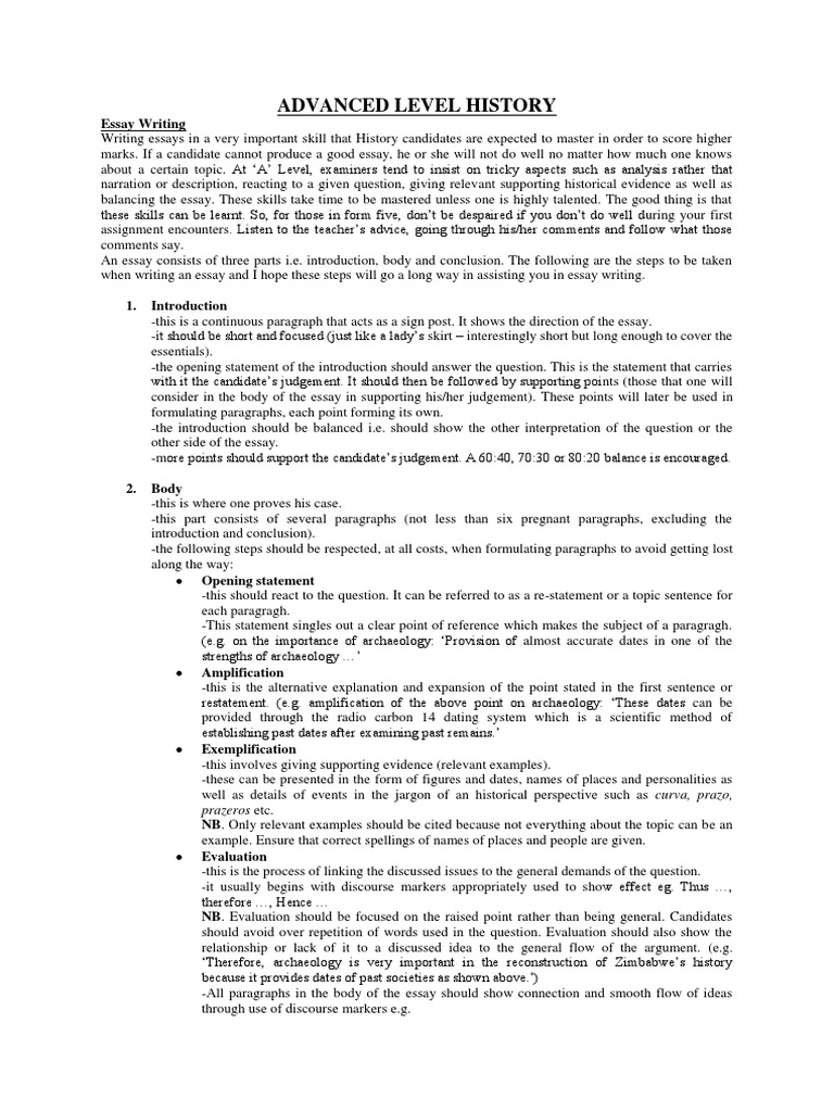 Essay Writing History | PDF | Essays | Paragraph