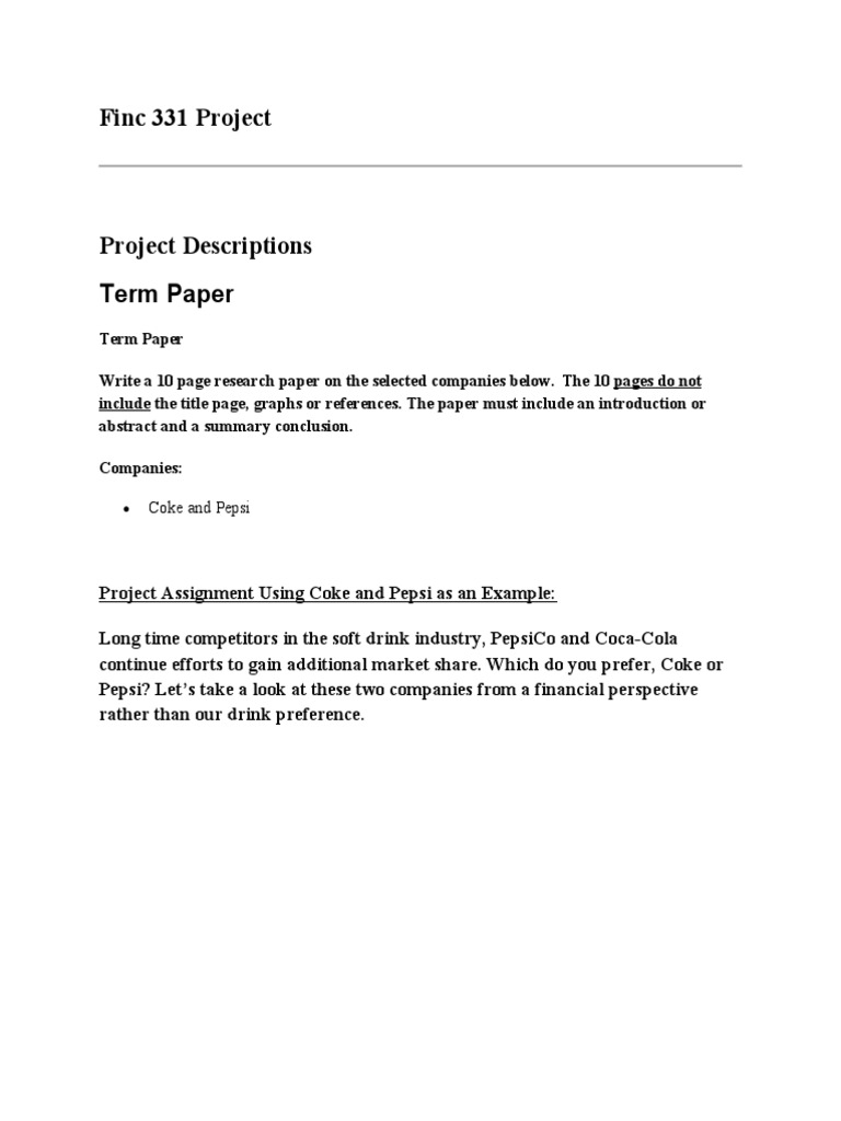 (Assignment) Finc 331 Project 1 | PDF | Coca Cola | Investing (Assignment) Finc 331 Project 1 | PDF | Coca Cola | Investing