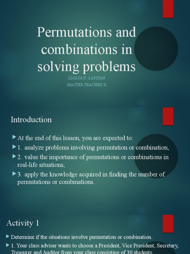 Permutations And Combinations In Solving Problems Pdf Cyberbullying Permutation 5044