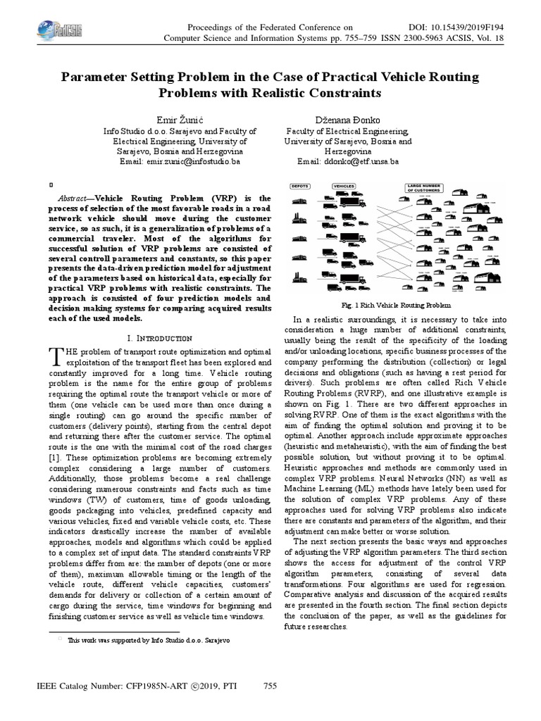 Parameter Setting Problem in The Case of Practical Vehicle Routing Problems With Realistic ...