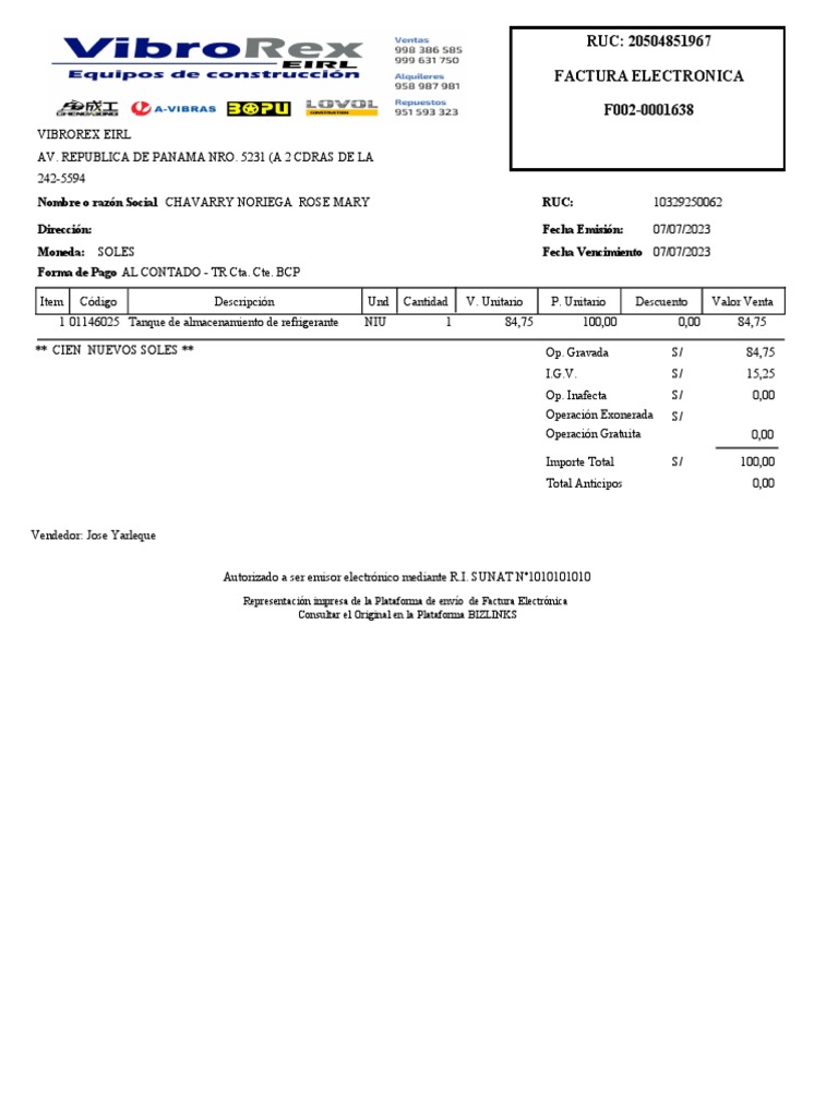 Factura 1638 | PDF | Tecnología bancaria | Pagos