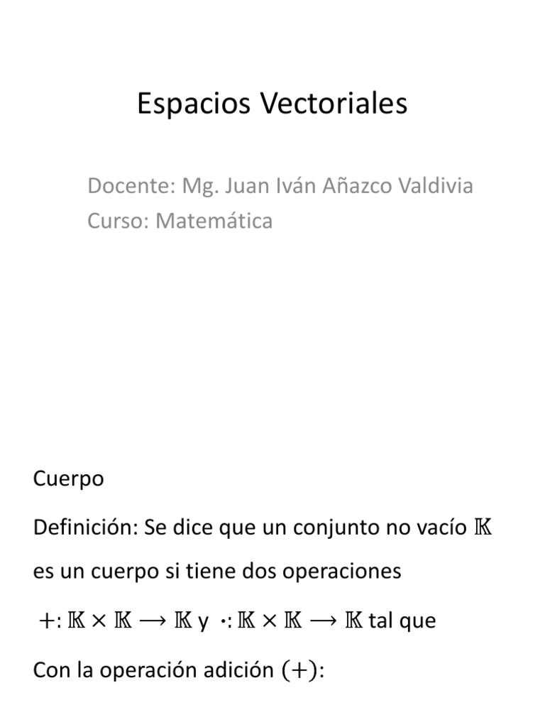 Espacios y Subespacios Vectoriales | PDF | Espacio vectorial | Vector Euclidiano