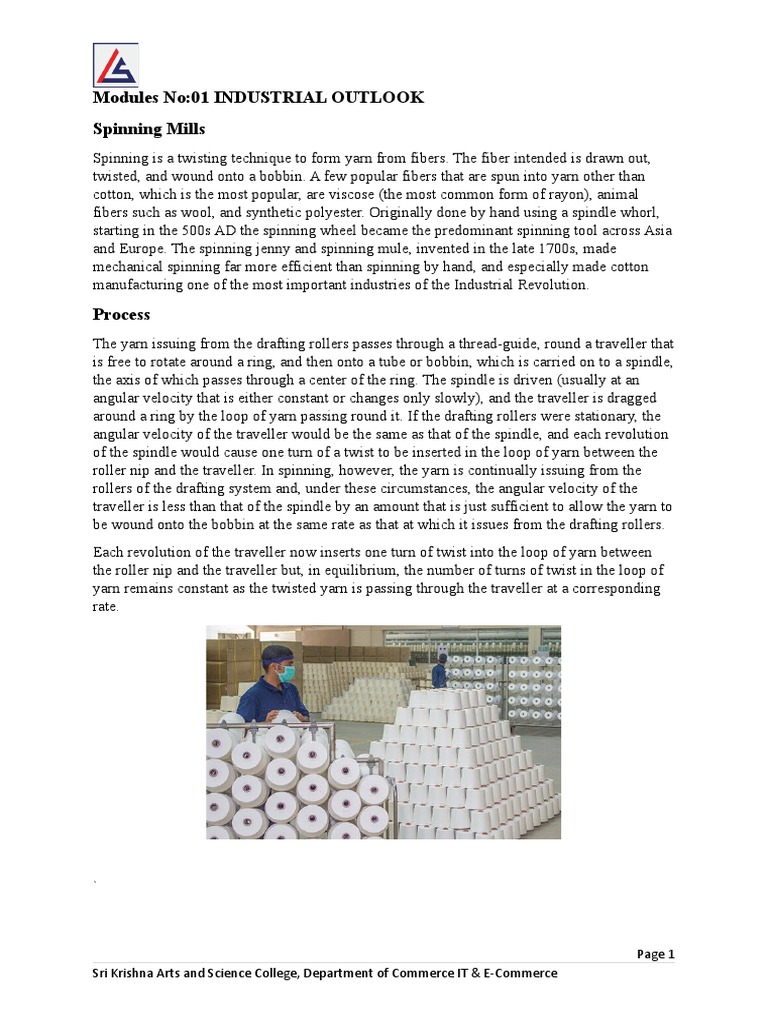 Modules No1 | PDF | Spinning (Textiles) | Yarn