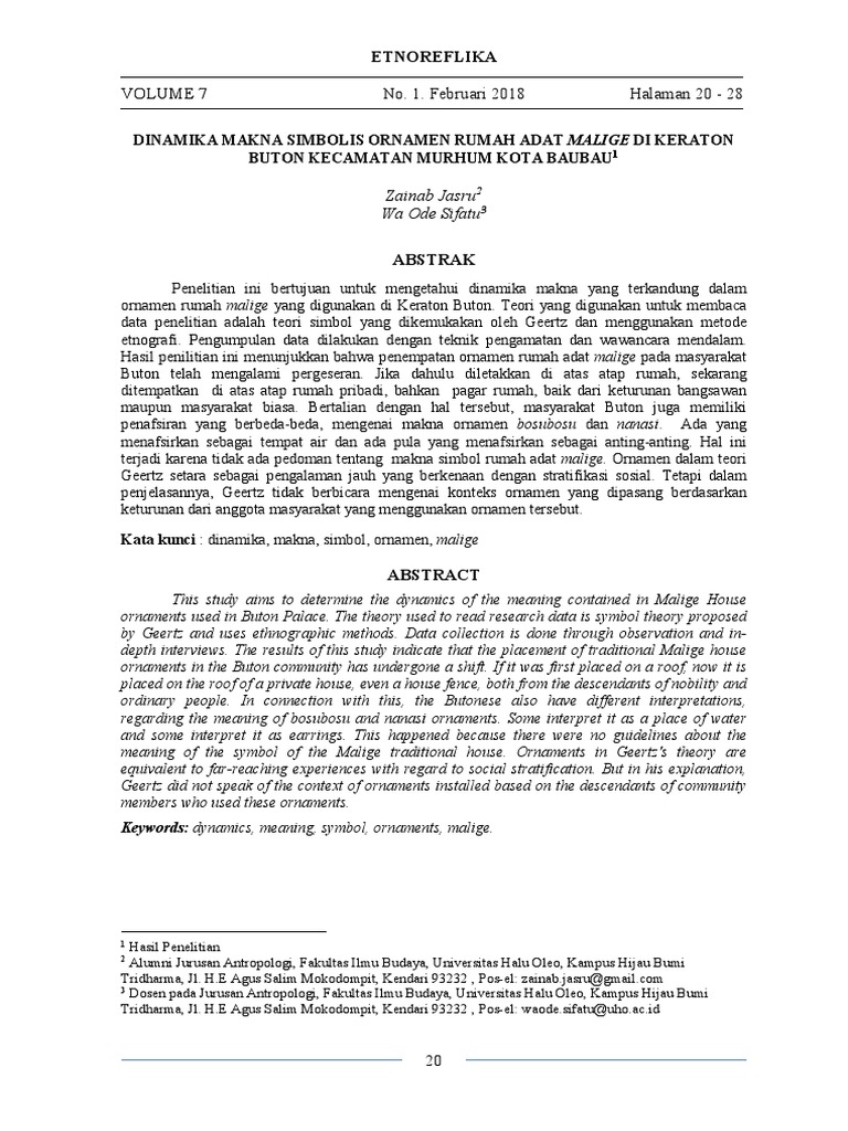Dinamika Makna Simbolis Ornamen Rumah Adat Malige Di Keraton | PDF
