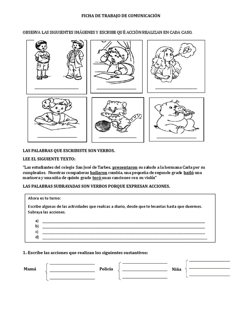 Ficha de Trabajo de Comunicación | PDF