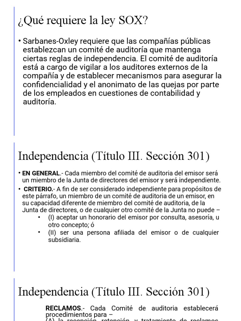 Comité de Auditoría Según La Ley SOX | PDF