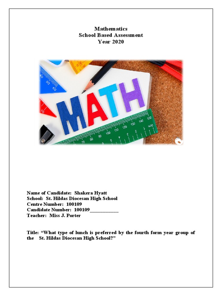 Printout, Math SBA, Last One | PDF | Survey Methodology | Lunch