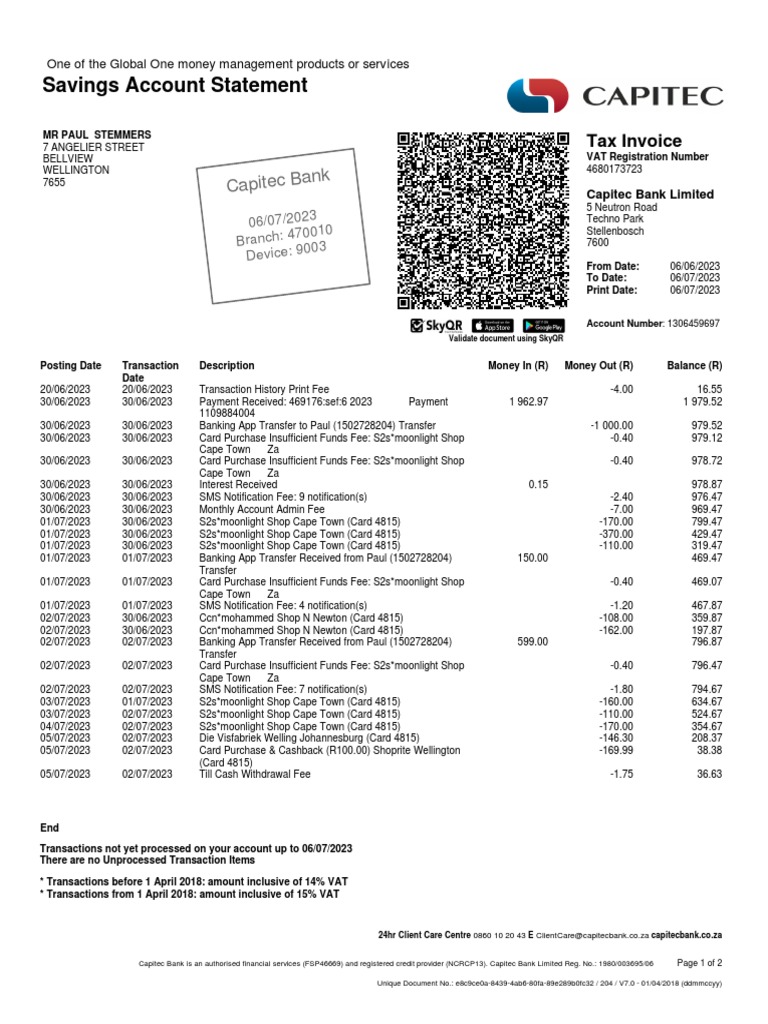 Account Statement | PDF | Fee | Banks