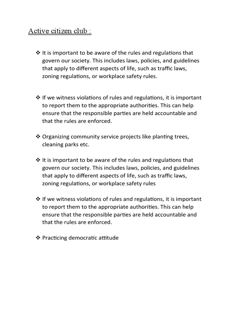 Active Citizen Club Engagement Guide | PDF | Self-Improvement