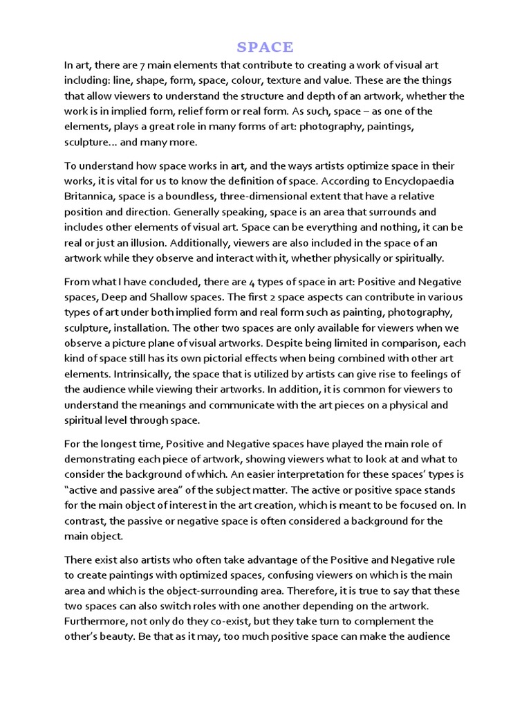 Space in Art | PDF | Composition (Visual Arts) | Installation Art