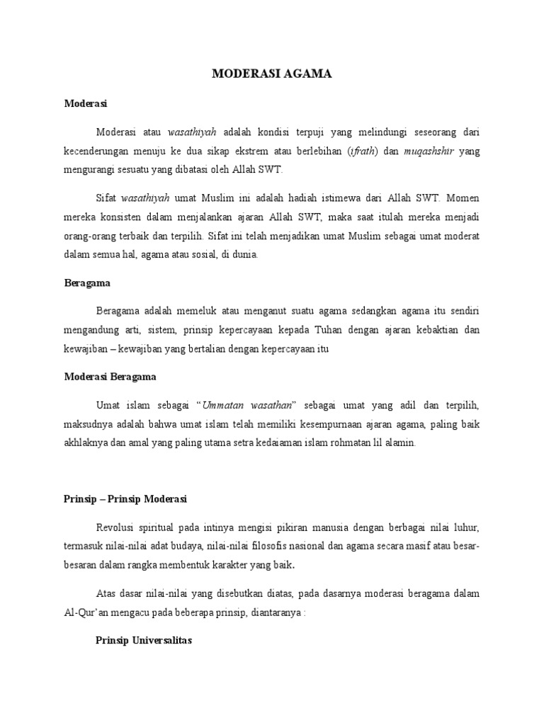 Resume Materi MODERASI AGAMA | PDF