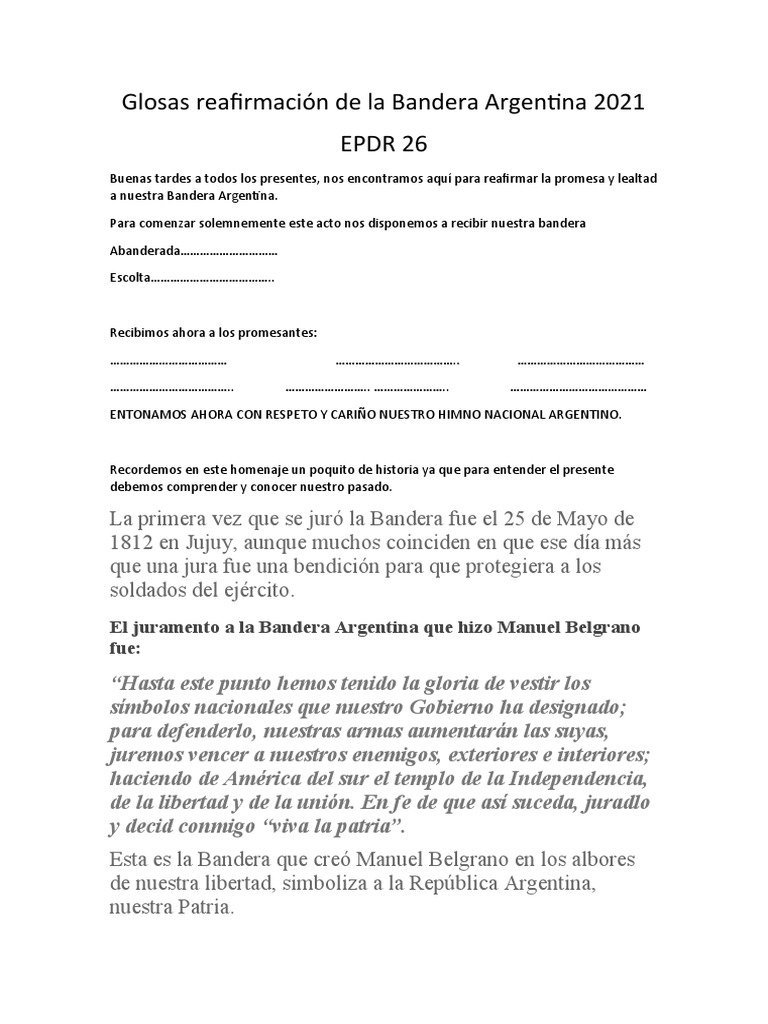 Glosas Reafirmación de La Bandera Argentina 2021 | PDF Glosas Reafirmación de La Bandera Argentina 2021 | PDF