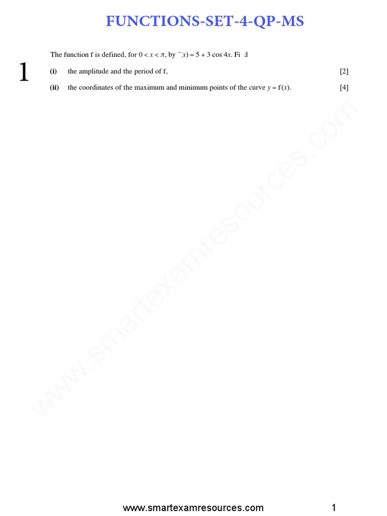 1.1 Functions Topic Questions 0606 Set 4 QP Ms | PDF | Function ...