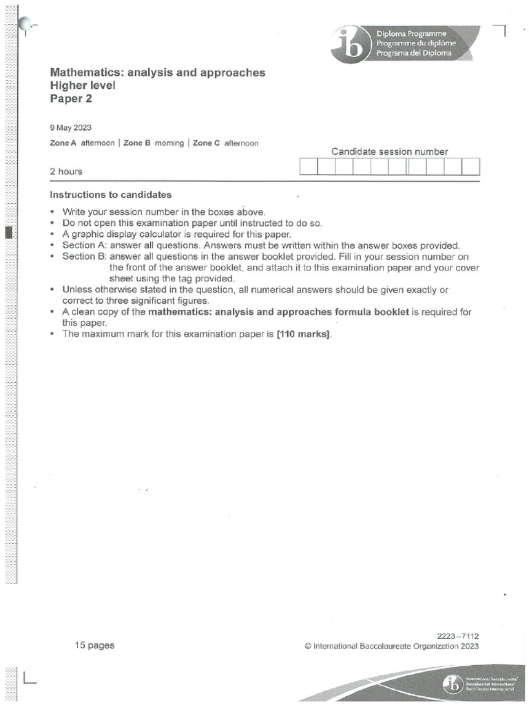 Math AAHL P2 TZA&B | PDF
