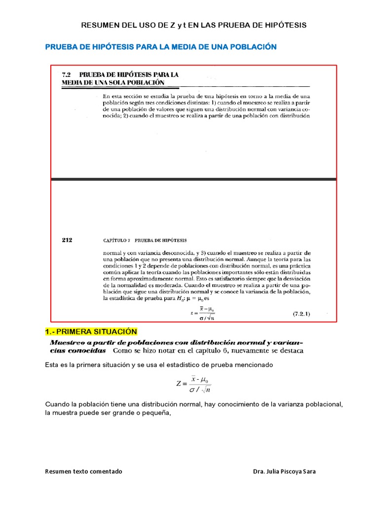 Resumen Comentado-Texto Daniel Zy T | PDF | Distribución normal | Diferencia