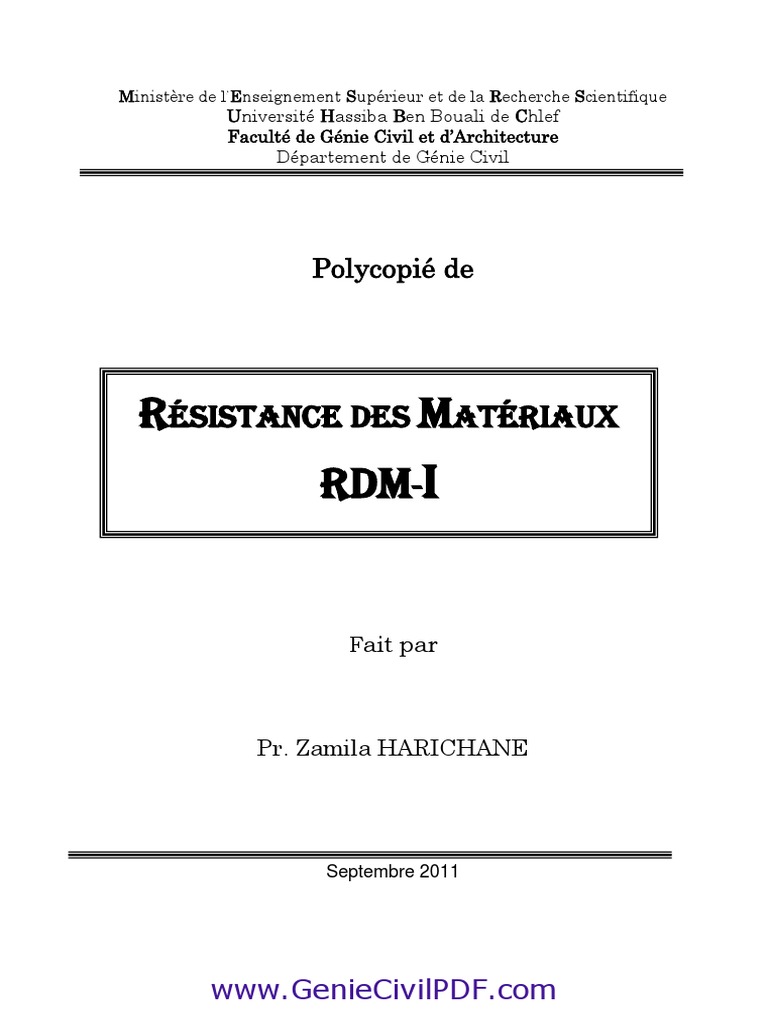 RDM 1 Chlef | PDF | Moment d'une force | Résistance des matériaux