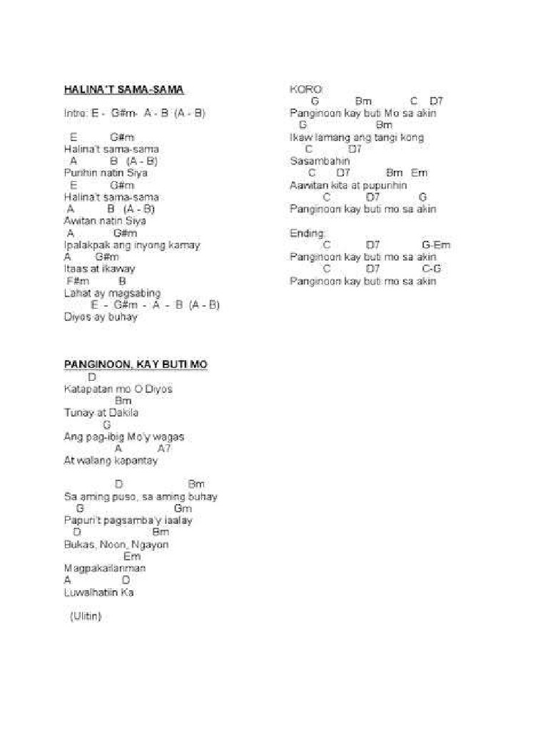 Halinat Sama Sama Praise Song | PDF