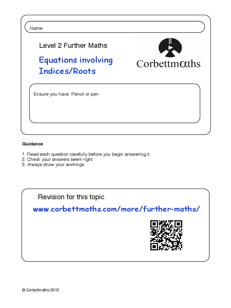 Equations Indices Roots 1 | PDF | Mathematics | Mathematical Objects