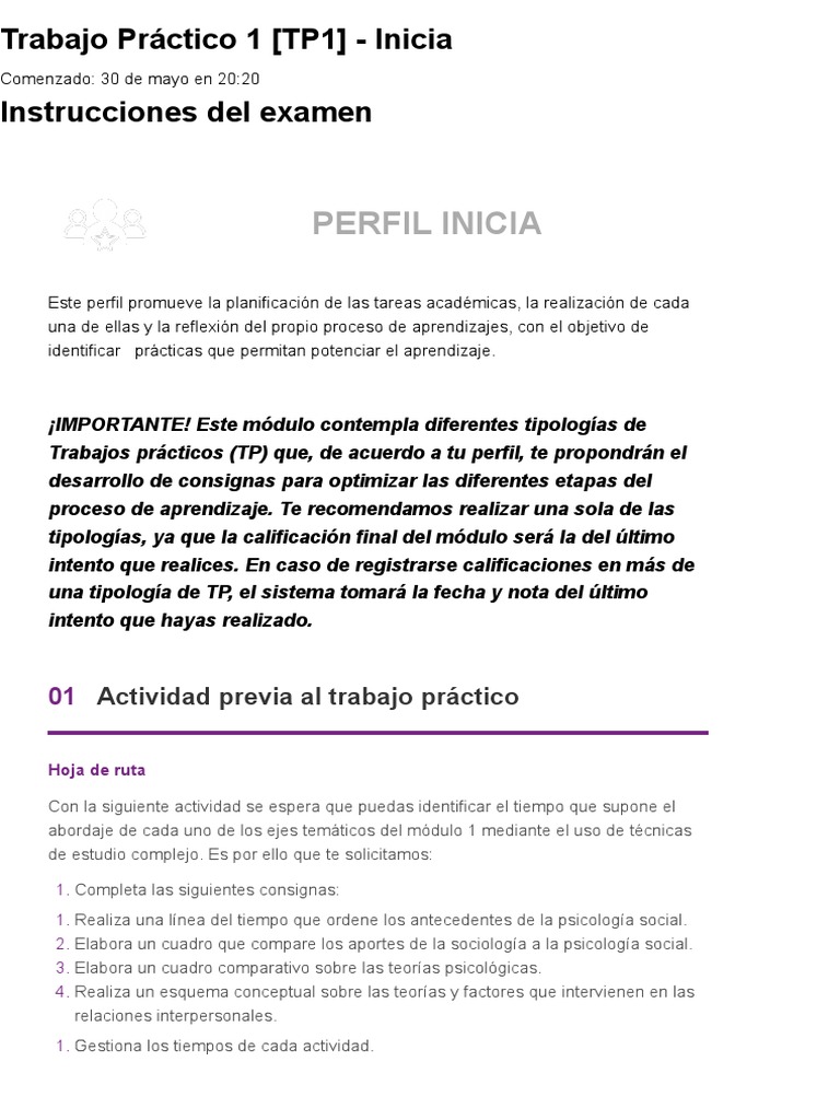 Examen_ Trabajo Práctico 1 [TP1] - Inicia Psicología social 80% | PDF ...