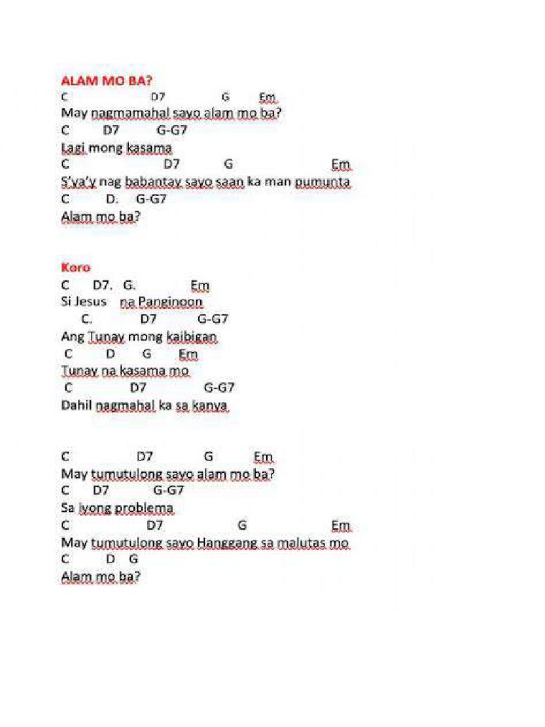 Alam Mo Ba Lyrics Pdf 