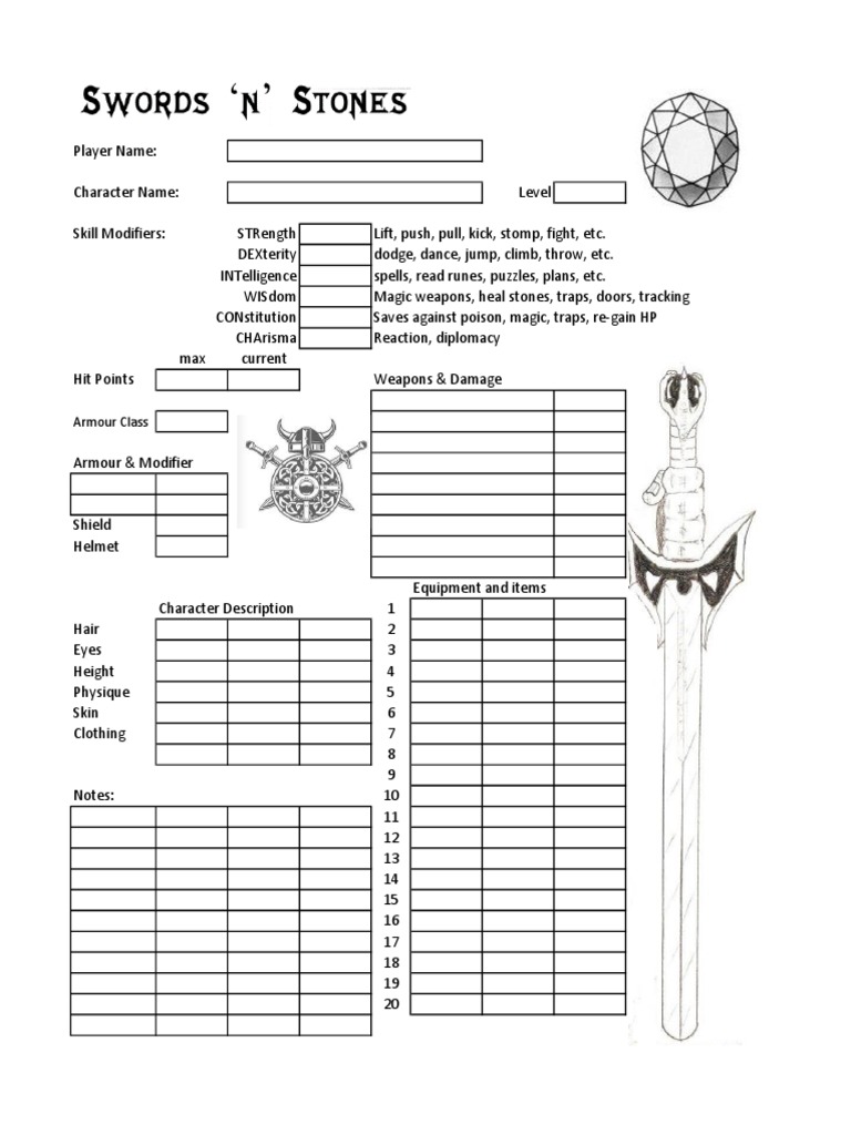 Fillable SNS Character Sheet 1 | PDF