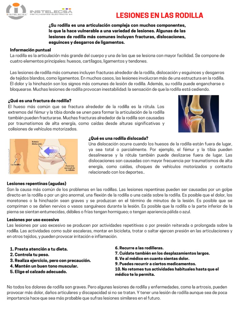Lesiones Comunes en la Rodilla | PDF | Rodilla | Medicina CLINICA