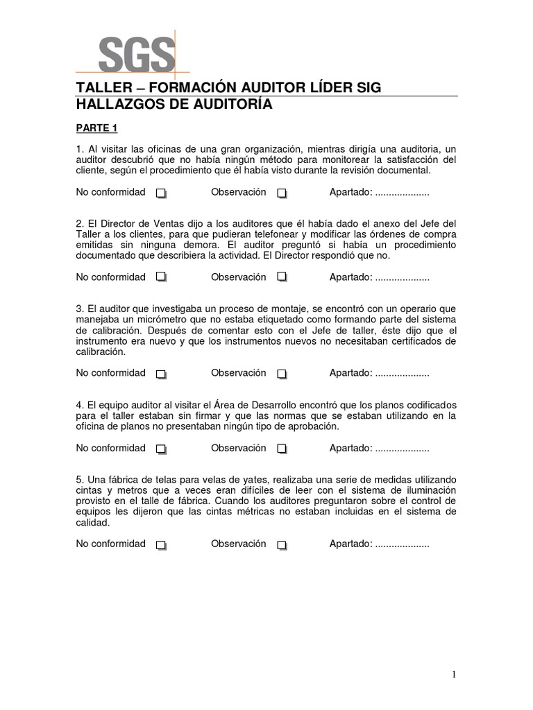 Taller ALIDER - Hallazgos de Auditoria | PDF | Auditoría | Residuos