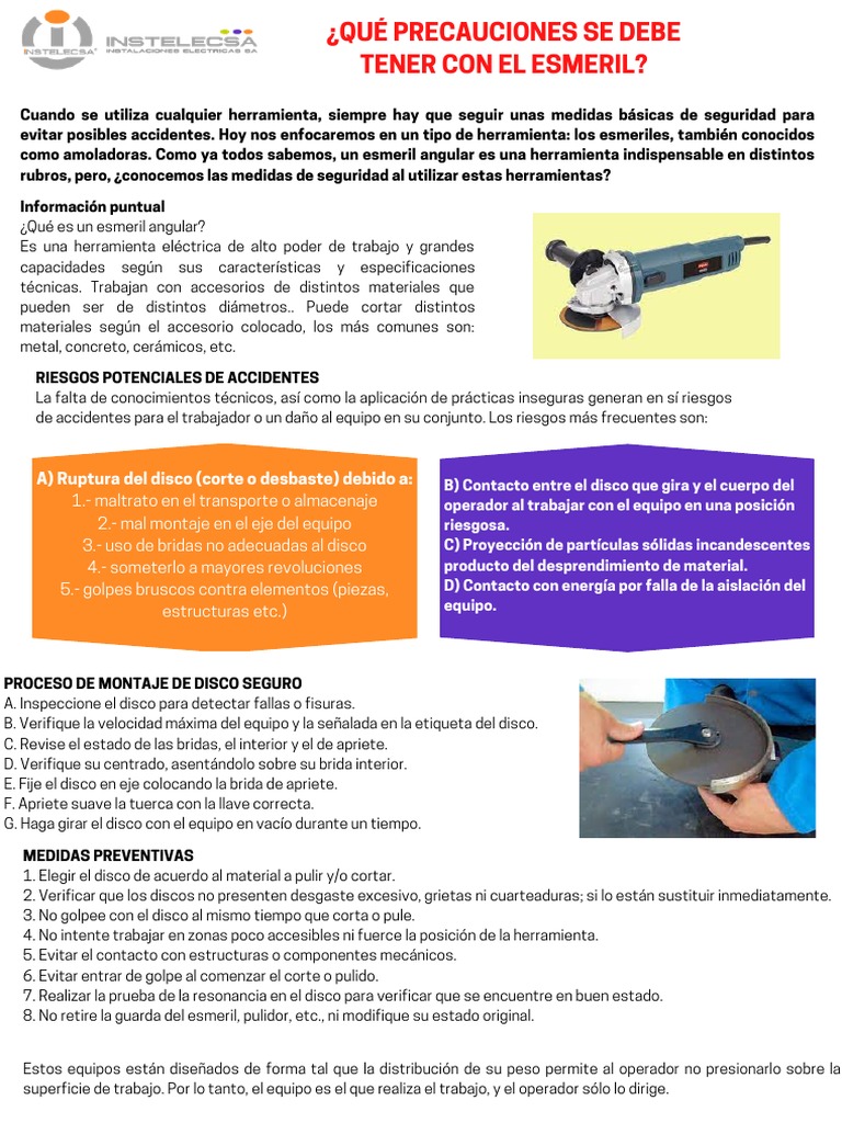 Precauciones Con El Esmeril | PDF | Herramientas