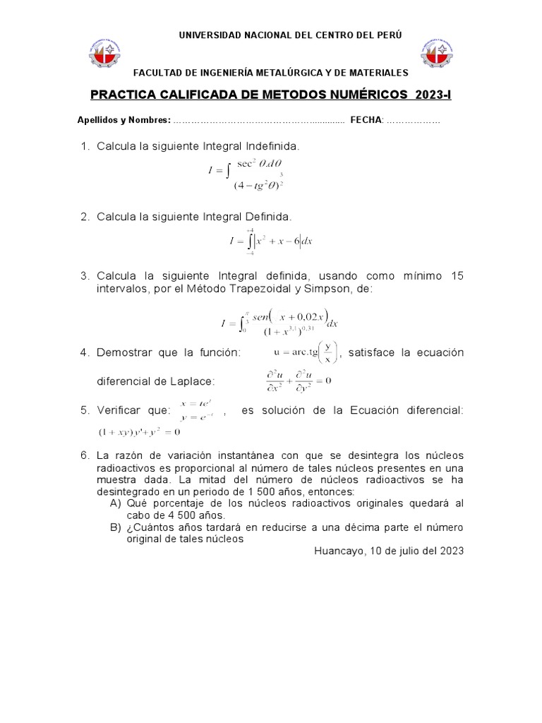 Practicas 2023-I Metodos Numericos | PDF