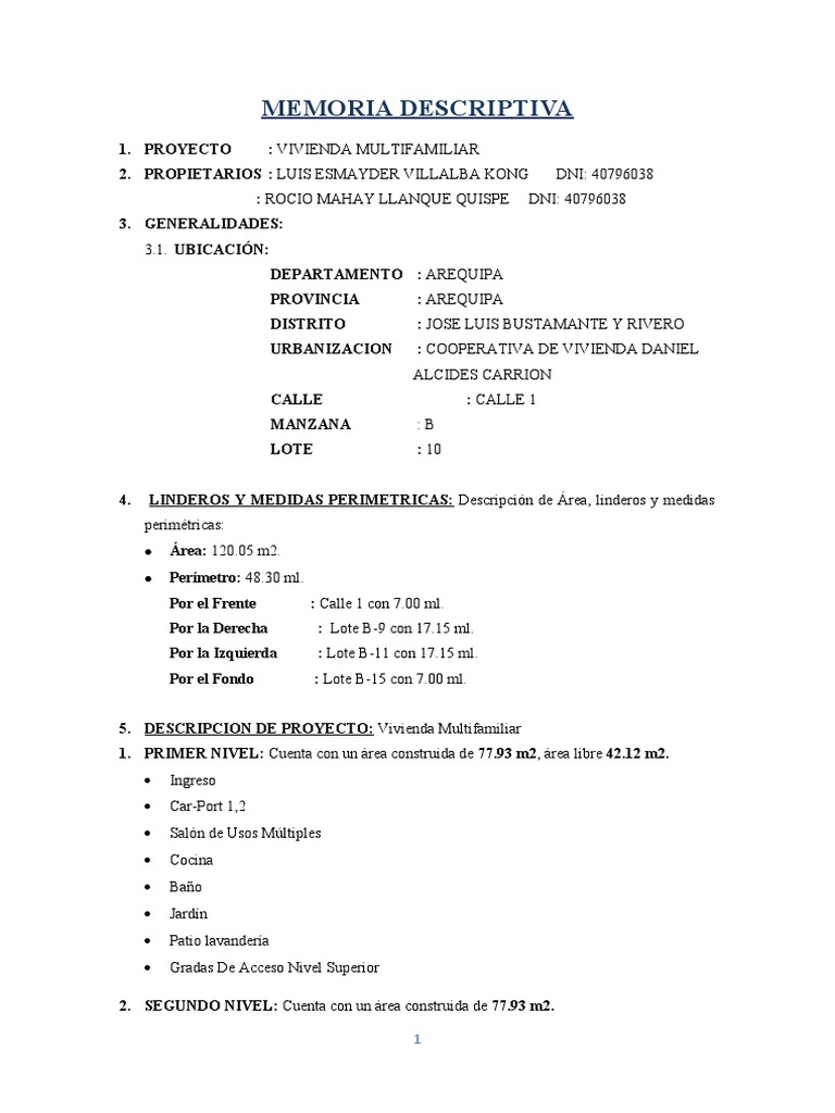 Memoria Descriptiva de Arquitectura | PDF | Edificios y estructuras
