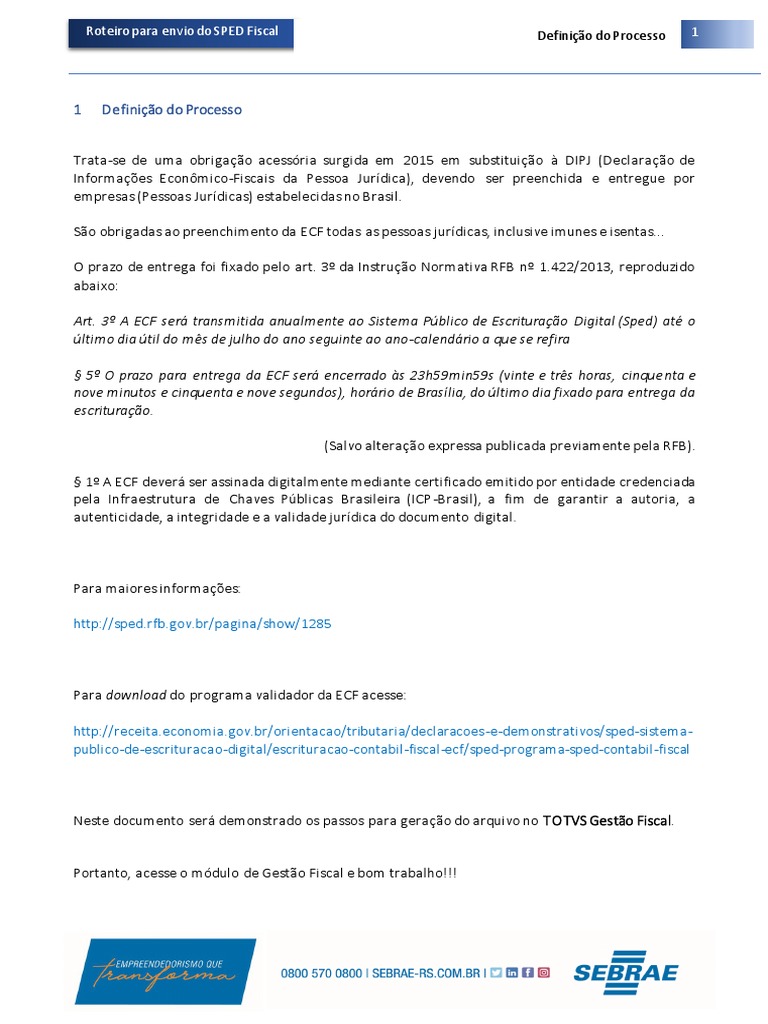 001 Passo A Passo Ecf Fiscal | PDF | Escrituração contábil | Contabilidade