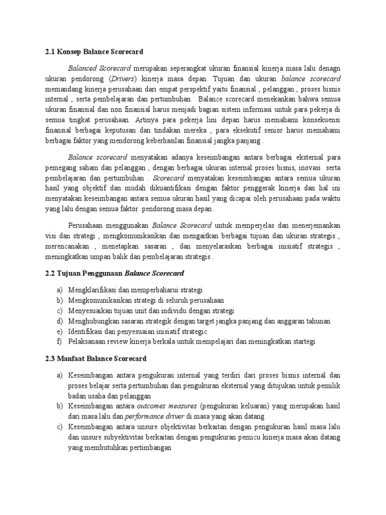 Konsep dan Manfaat Balanced Scorecard | PDF | Bisnis