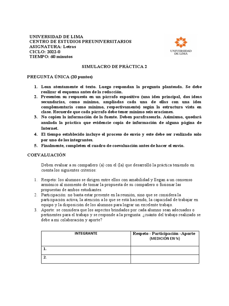 Práctica 2 Simulacro | PDF