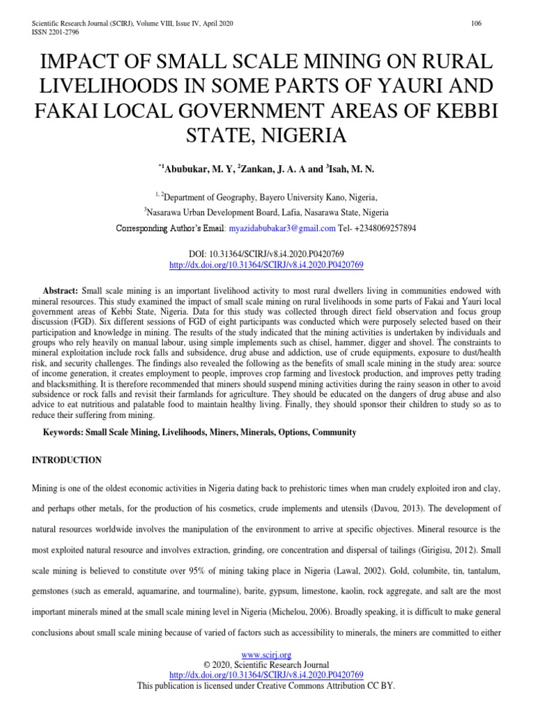 Impact of Small Scale Mining On Rural Livelihoods | PDF | Mining ...