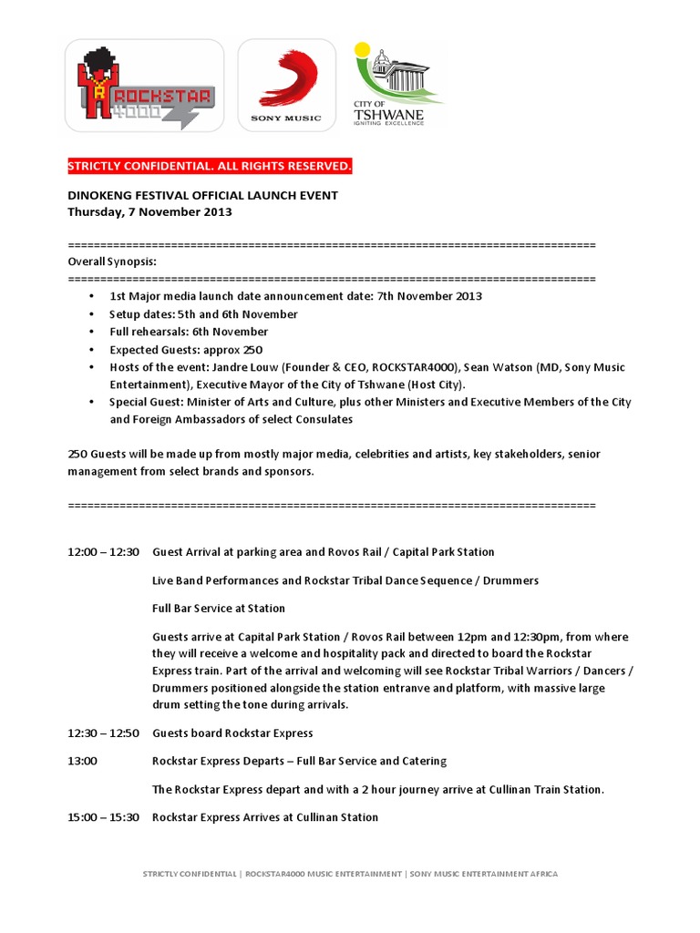 Dinokeng Festival Launch Event Treatment 17 10 2013 | PDF | Travel