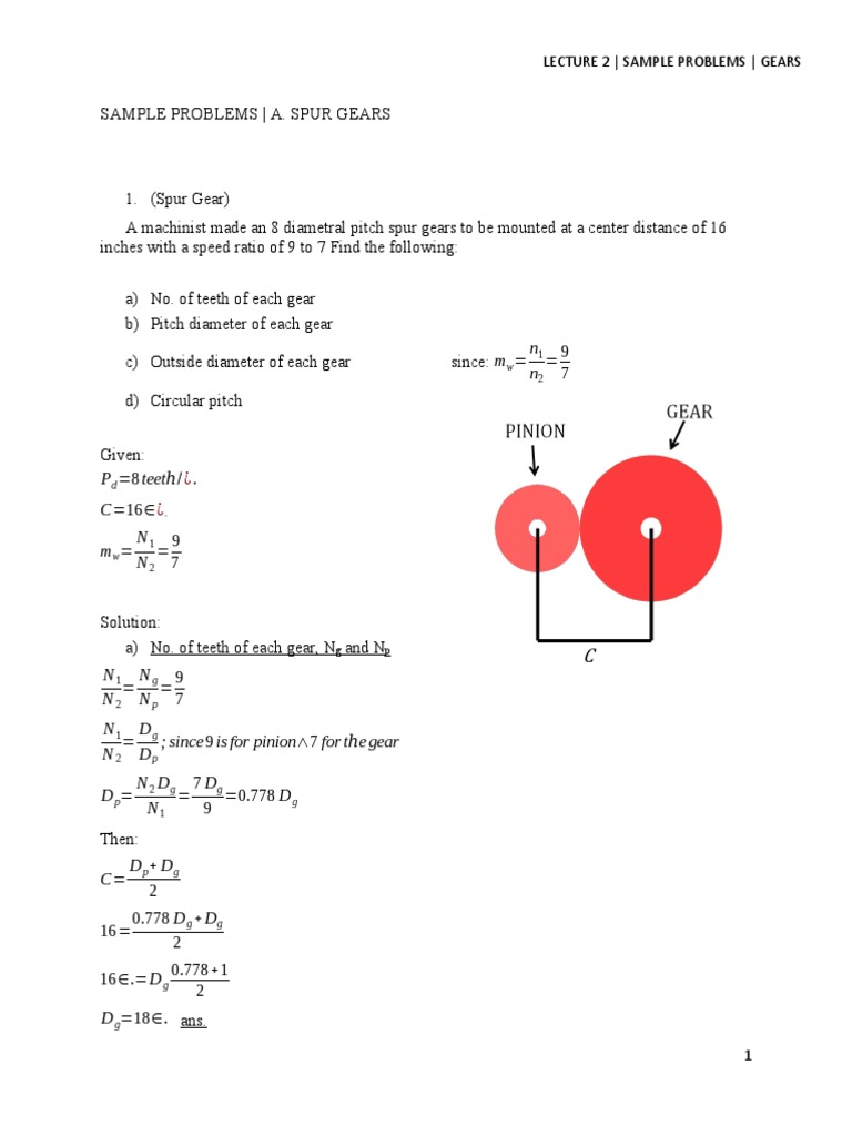 Lecture 2 Sample Problems Word | PDF | Gear | Machines