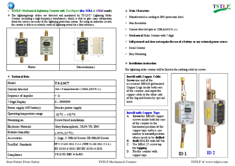 Updated TS-LSC7 Mechanical Lightning Strike Counter With Copper ...