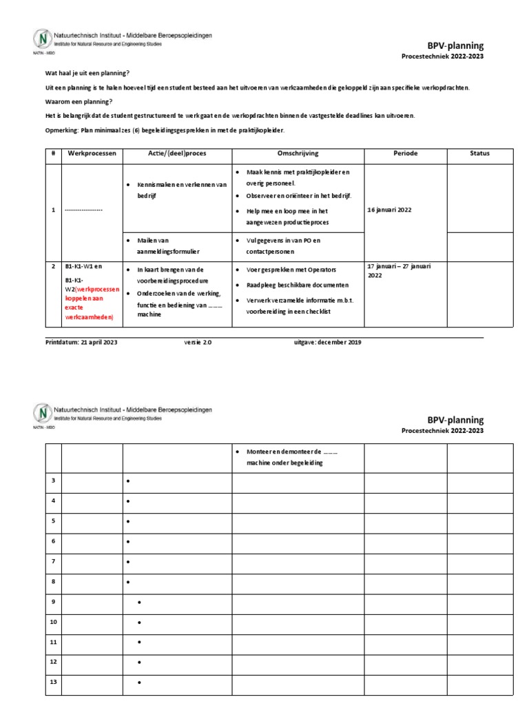 BPV-planning 22-23 | PDF