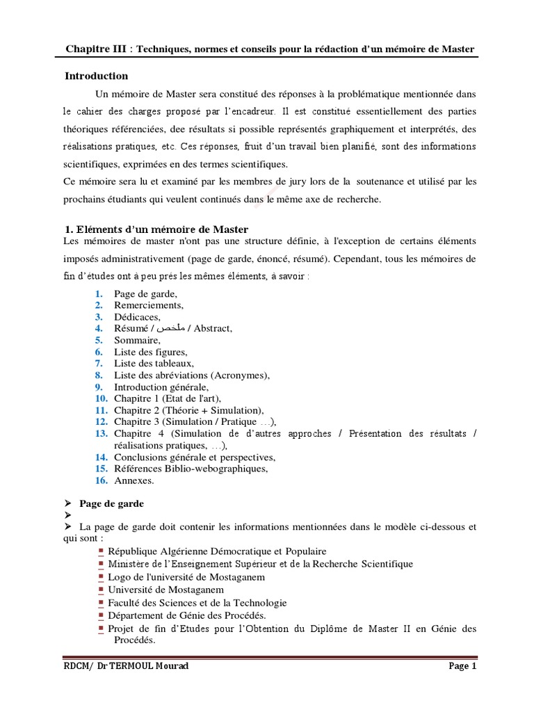 Guide du Mémoire de Master | PDF | Microsoft Word