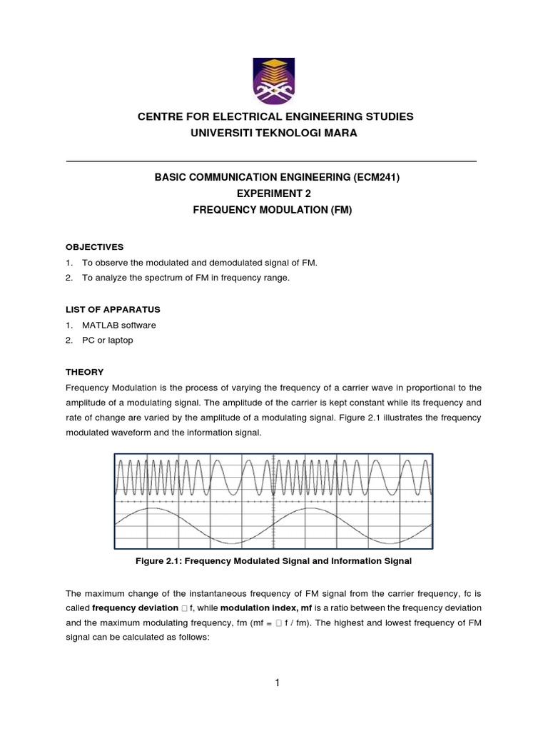 Iffah Matsud Ecm241 Lab 2 | PDF | Frequency Modulation | Modulation