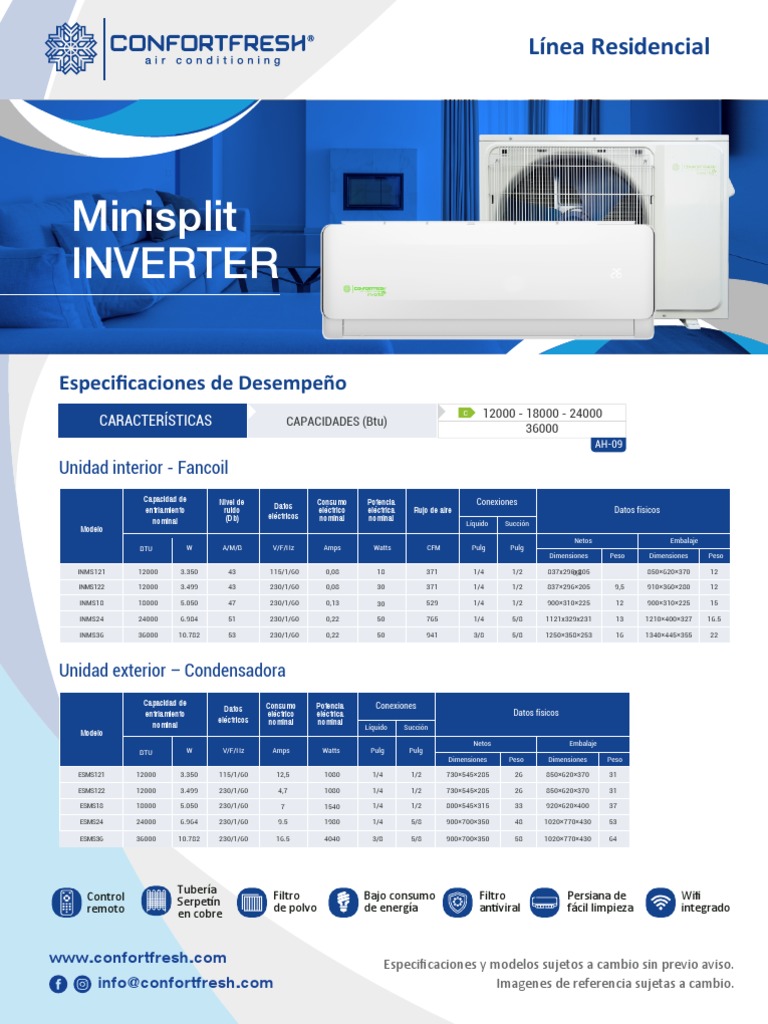 Equipos de Aire Acondicionado Minisplit Minisplit 018kbtu 220160 ...
