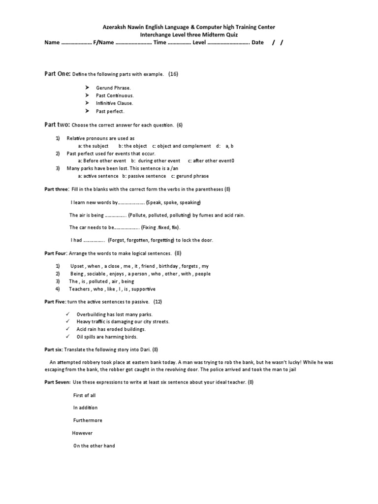 Part One-1 | Download Free PDF | Sentence (Linguistics) | Languages